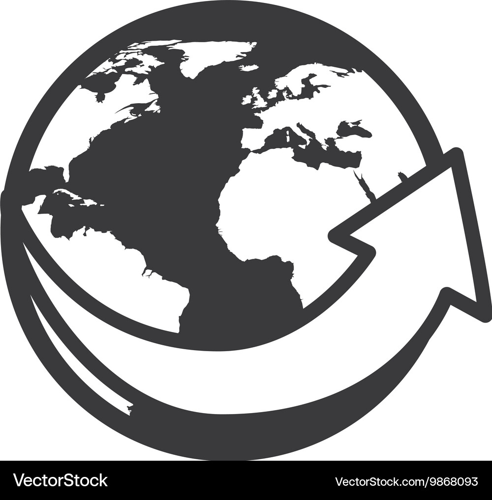 World planet earth arrow around icon Royalty Free Vector