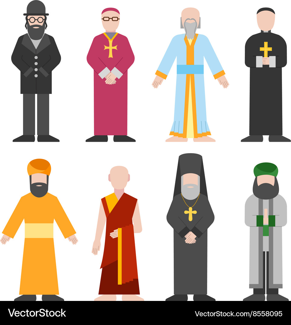 Set of different religion people confession Vector Image