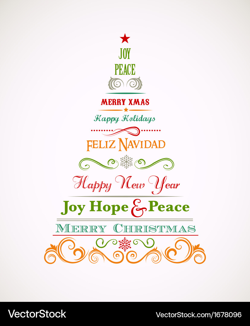 Vintage Christmas tree with text and elements Vector Image