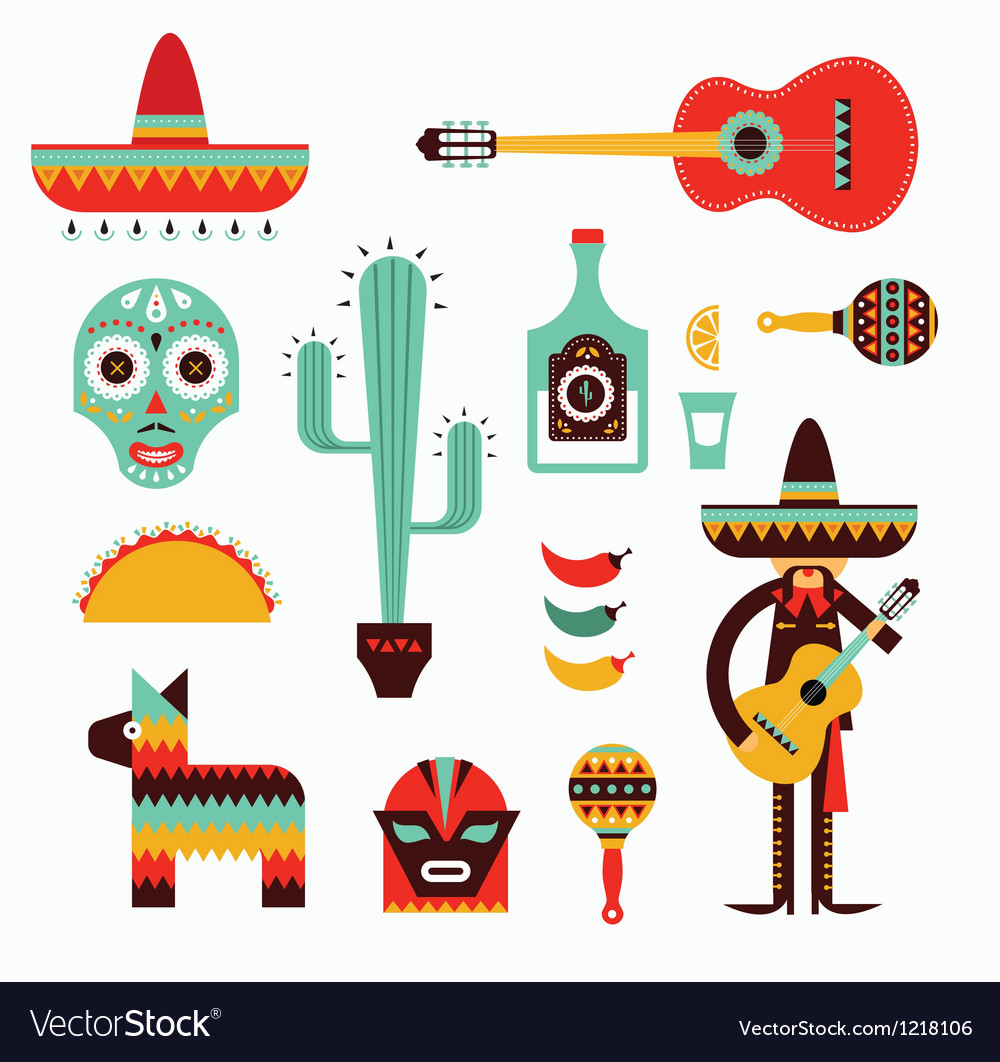 Mexico icons Royalty Free Vector Image - VectorStock