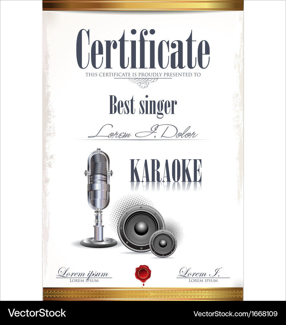 Karaoke certificate template Royalty Free Vector Image