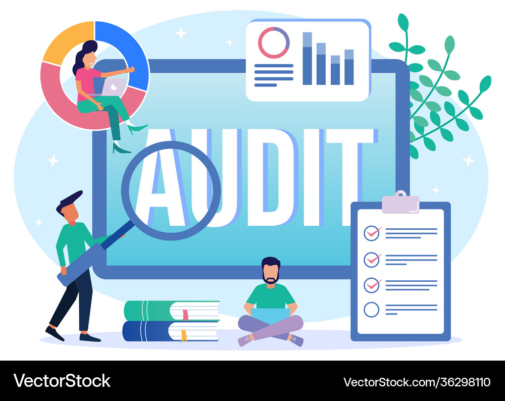 Graphic cartoon character audit Royalty Free Vector Image