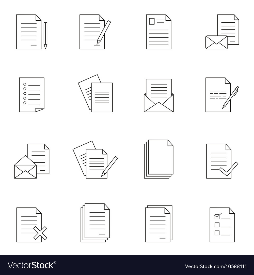 Outline document icon set Royalty Free Vector Image
