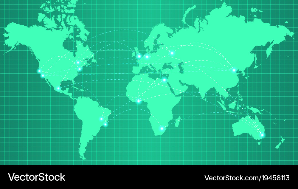 Earth map on trendy green gradient background Vector Image