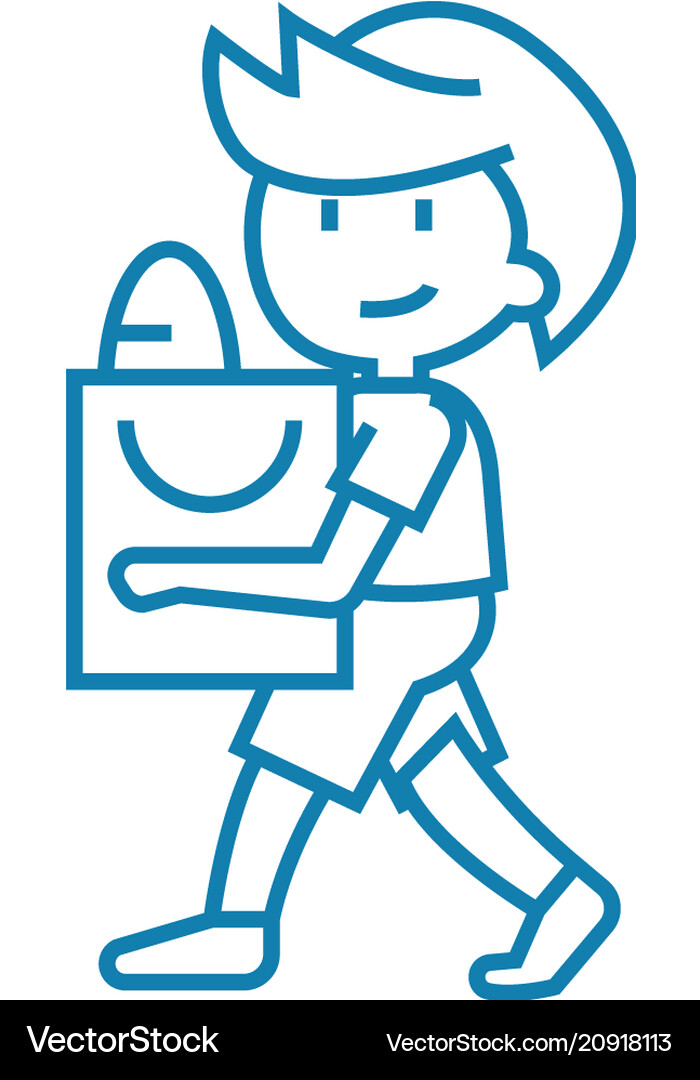 Shopping helper linear icon concept Royalty Free Vector