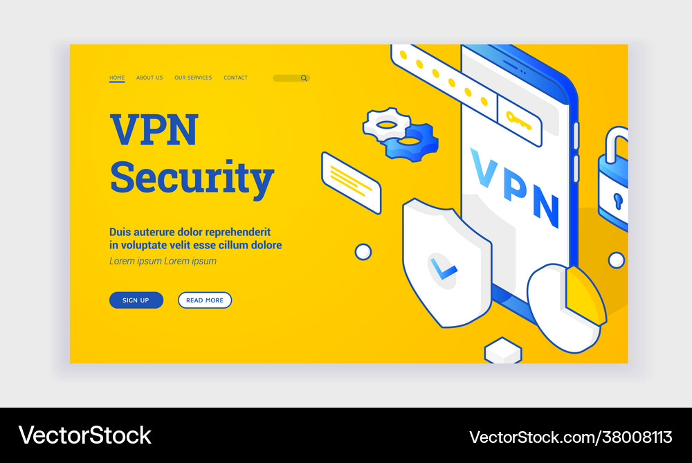 Template website with vpn security information Vector Image