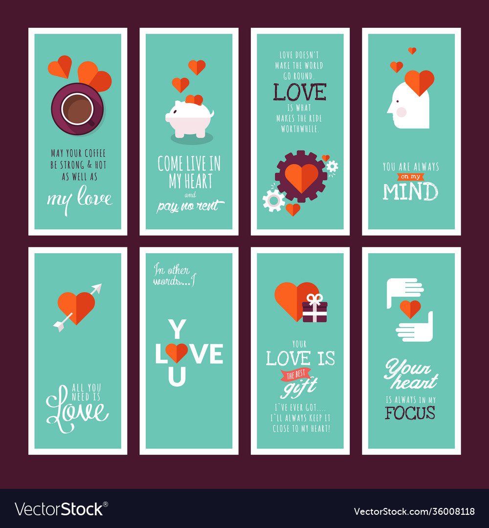 Set valentines day greeting cards Royalty Free Vector Image