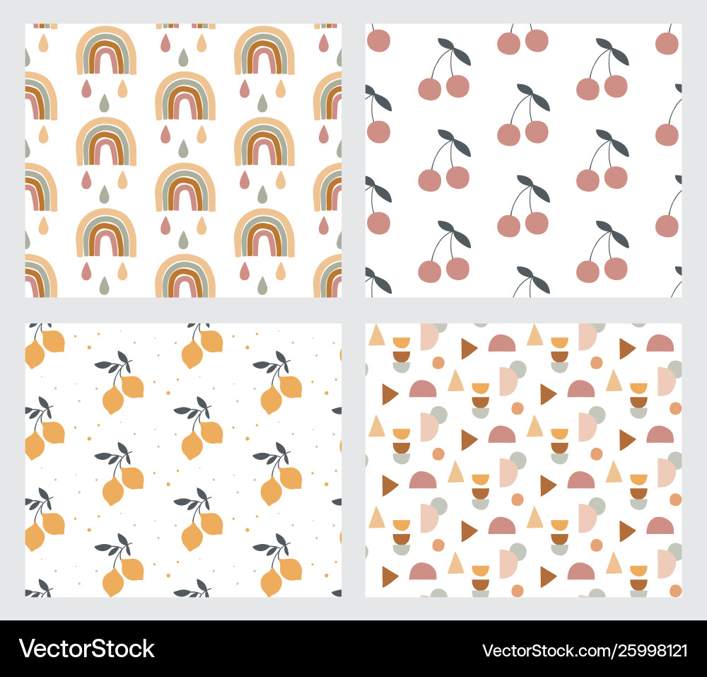 Baby and children seamless patterns with rainbow Vector Image