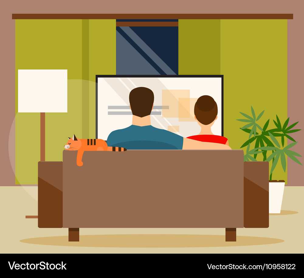 Family watching TV Royalty Free Vector Image - VectorStock