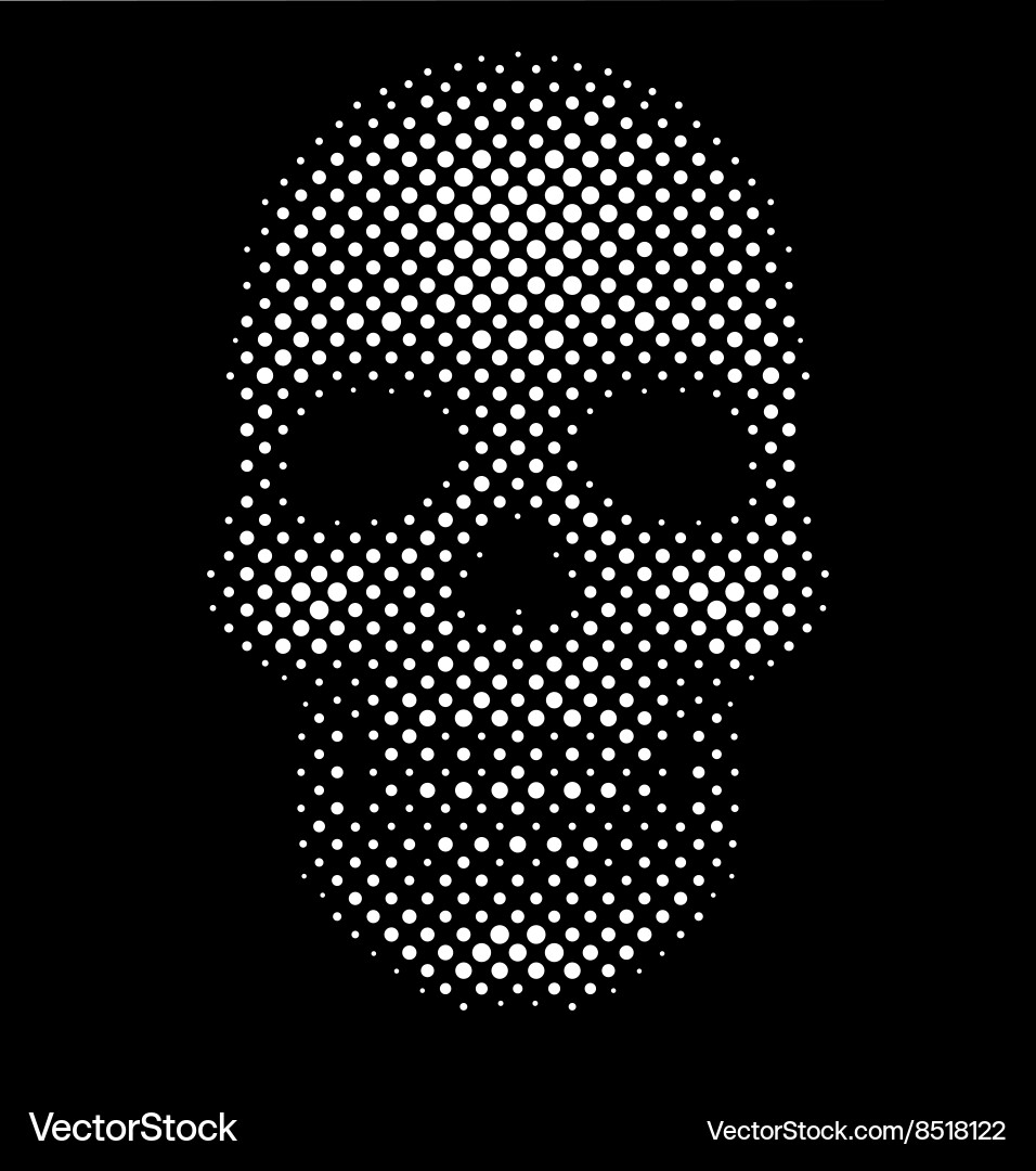 Halftone dot skull Royalty Free Vector Image - VectorStock