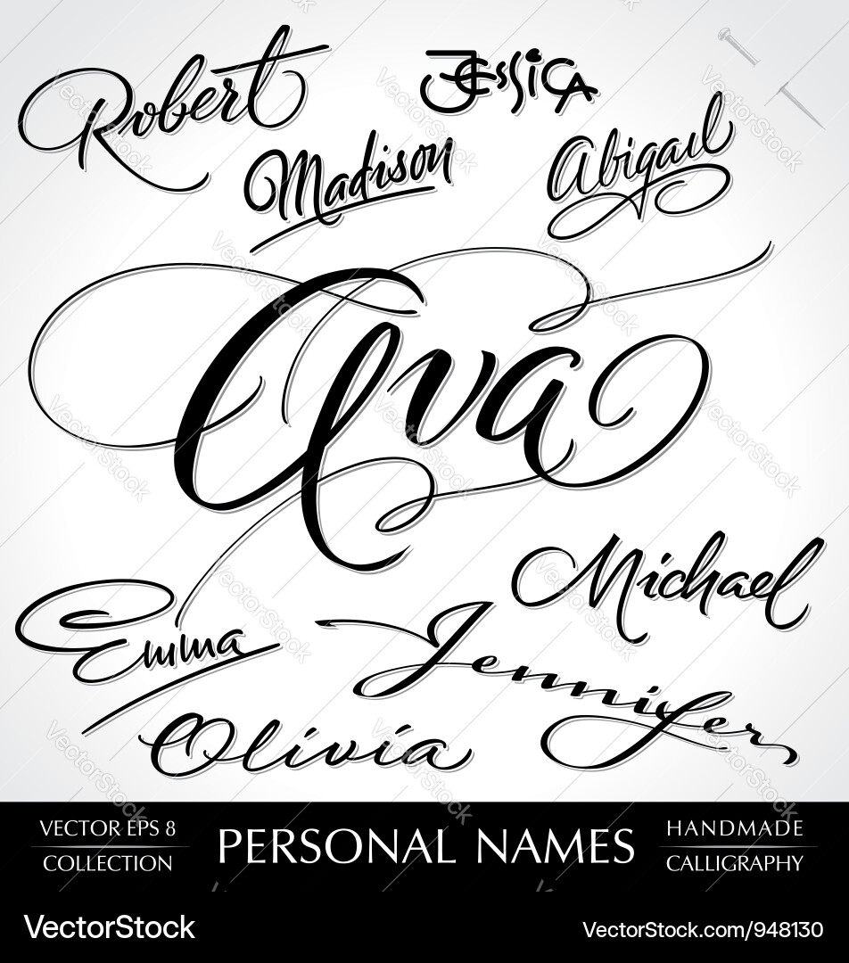 Names hand lettering set Royalty Free Vector Image