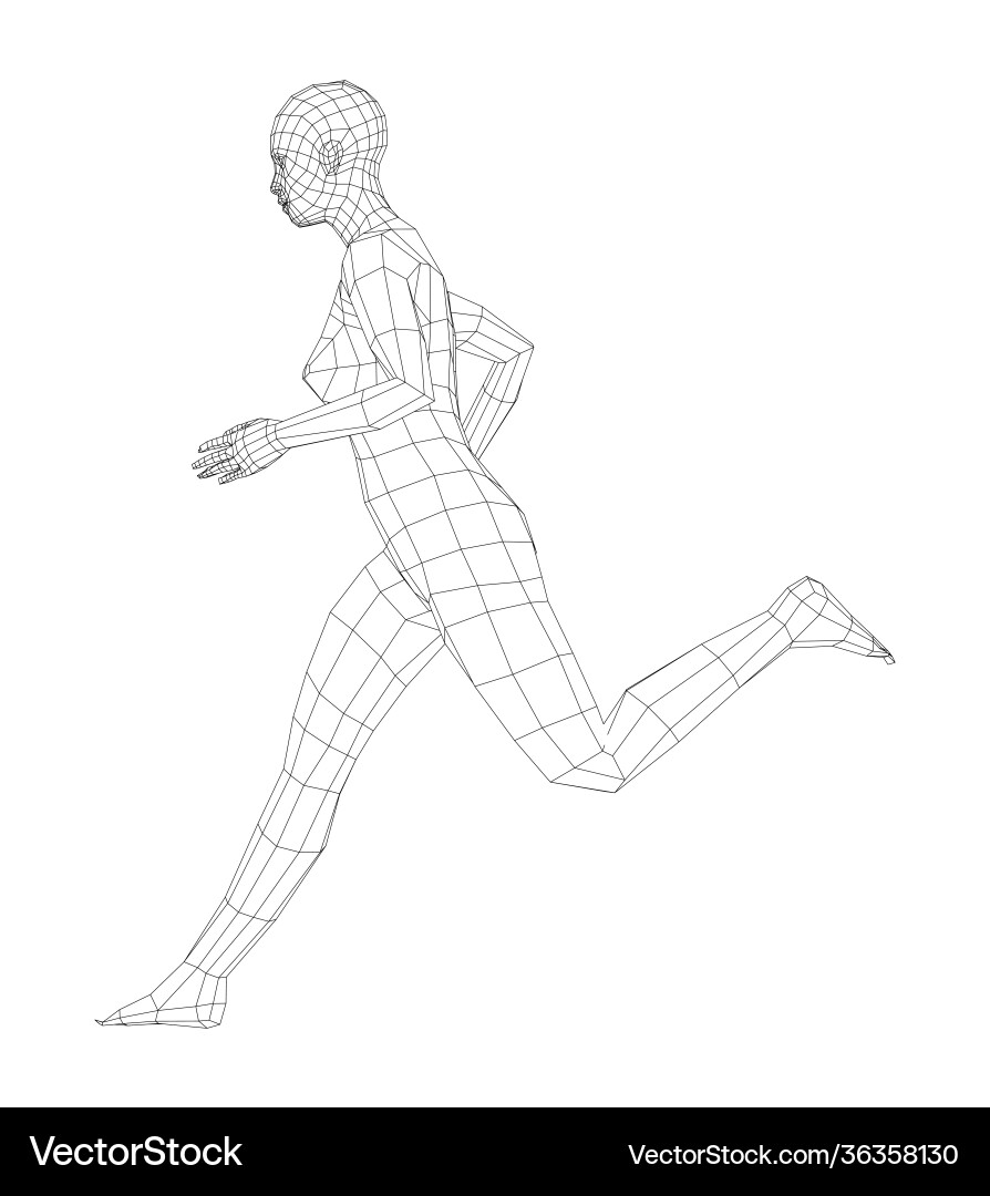 Wireframe running woman Royalty Free Vector Image