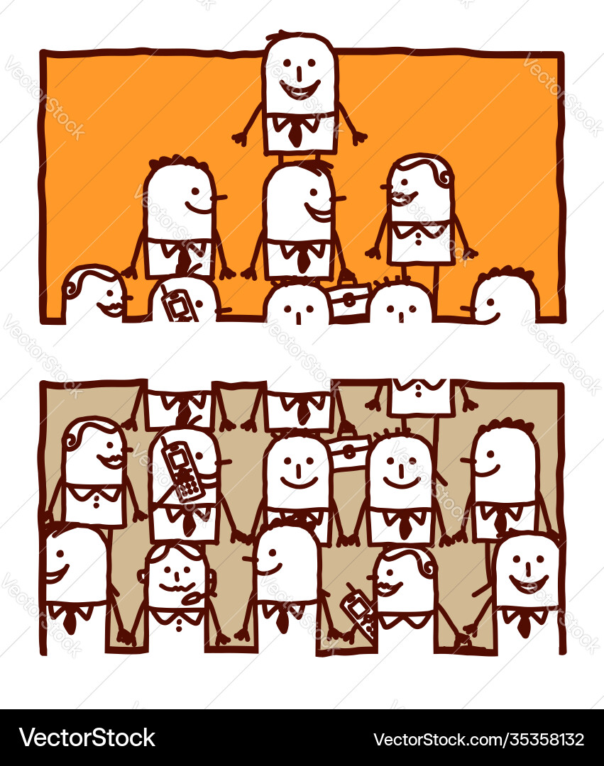 Hand drawn cartoon characters - teamwork Vector Image