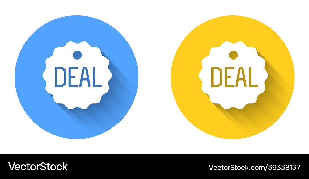 White deal icon isolated with long shadow Vector Image