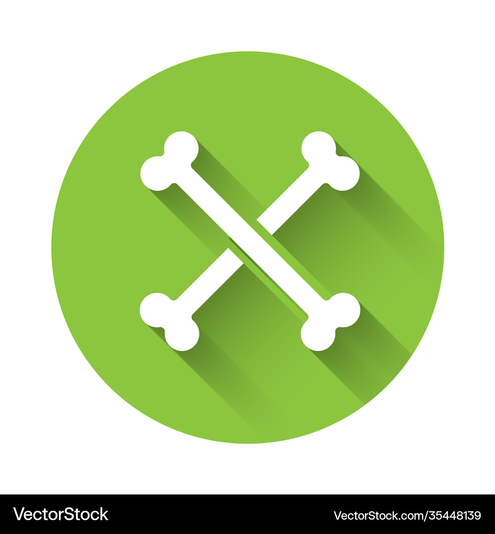 White crossed human bones icon isolated with long Vector Image