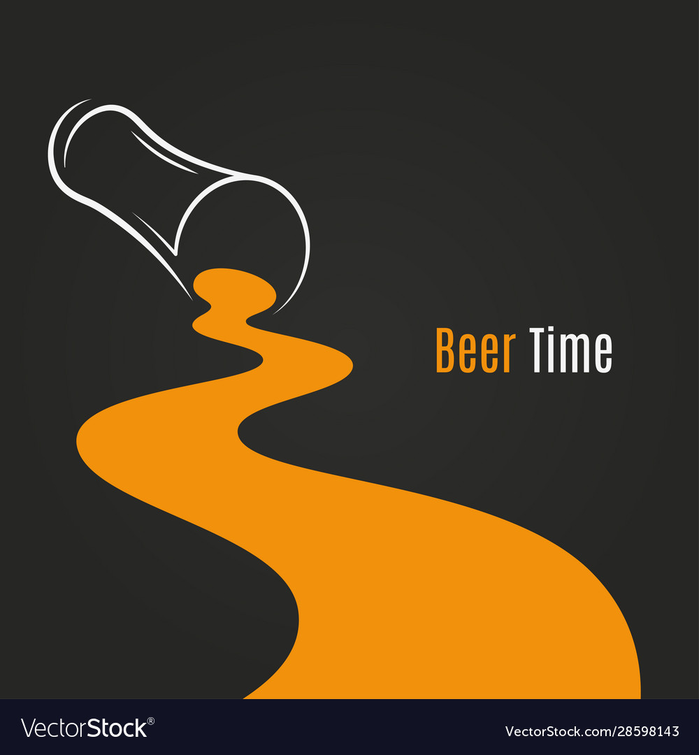 Spilled Beer Glass Design Background Beer Logo Vector Image