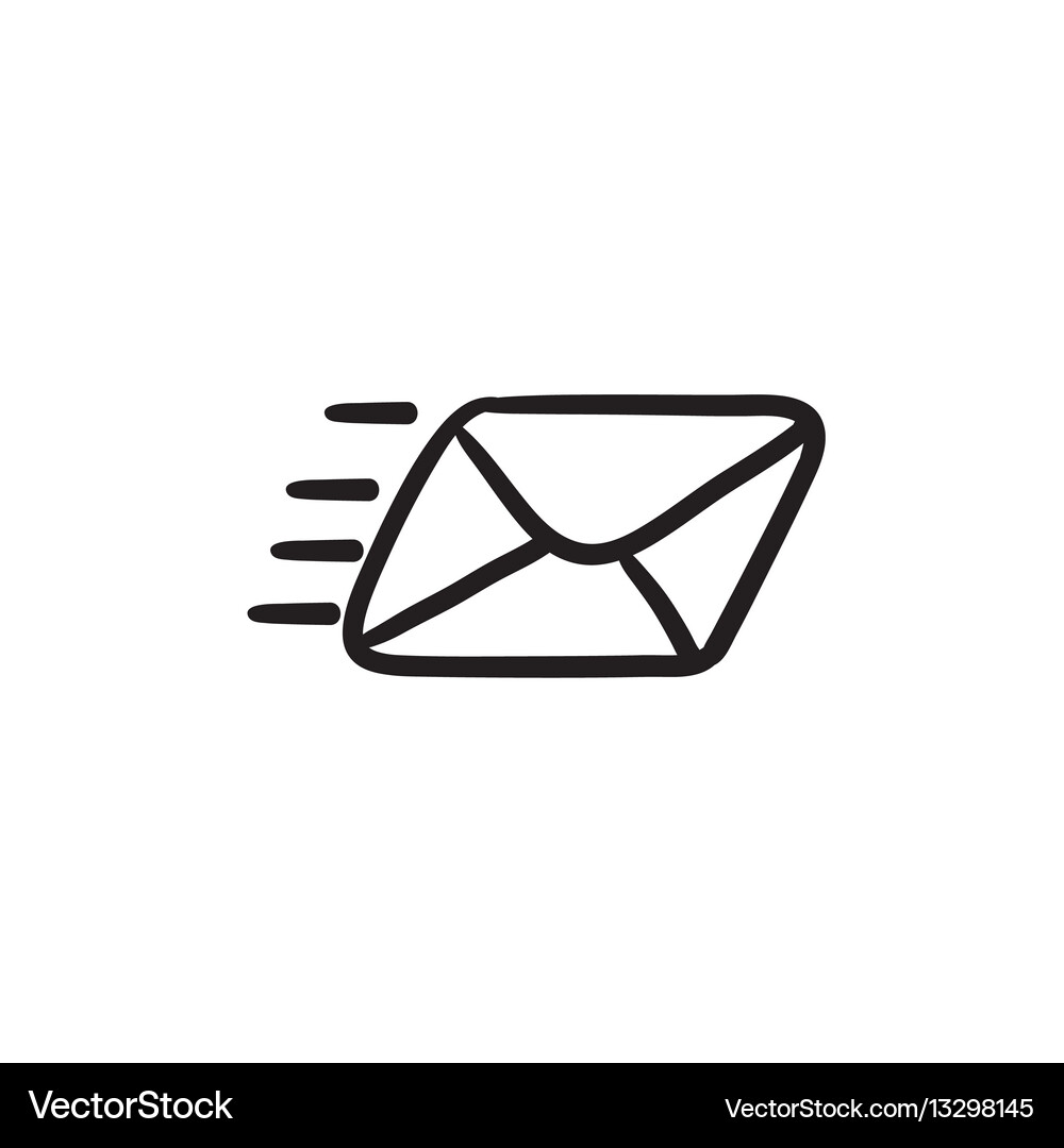 Flying email sketch icon Royalty Free Vector Image