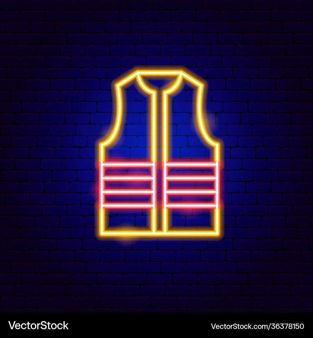 Life jacket neon sign Royalty Free Vector Image