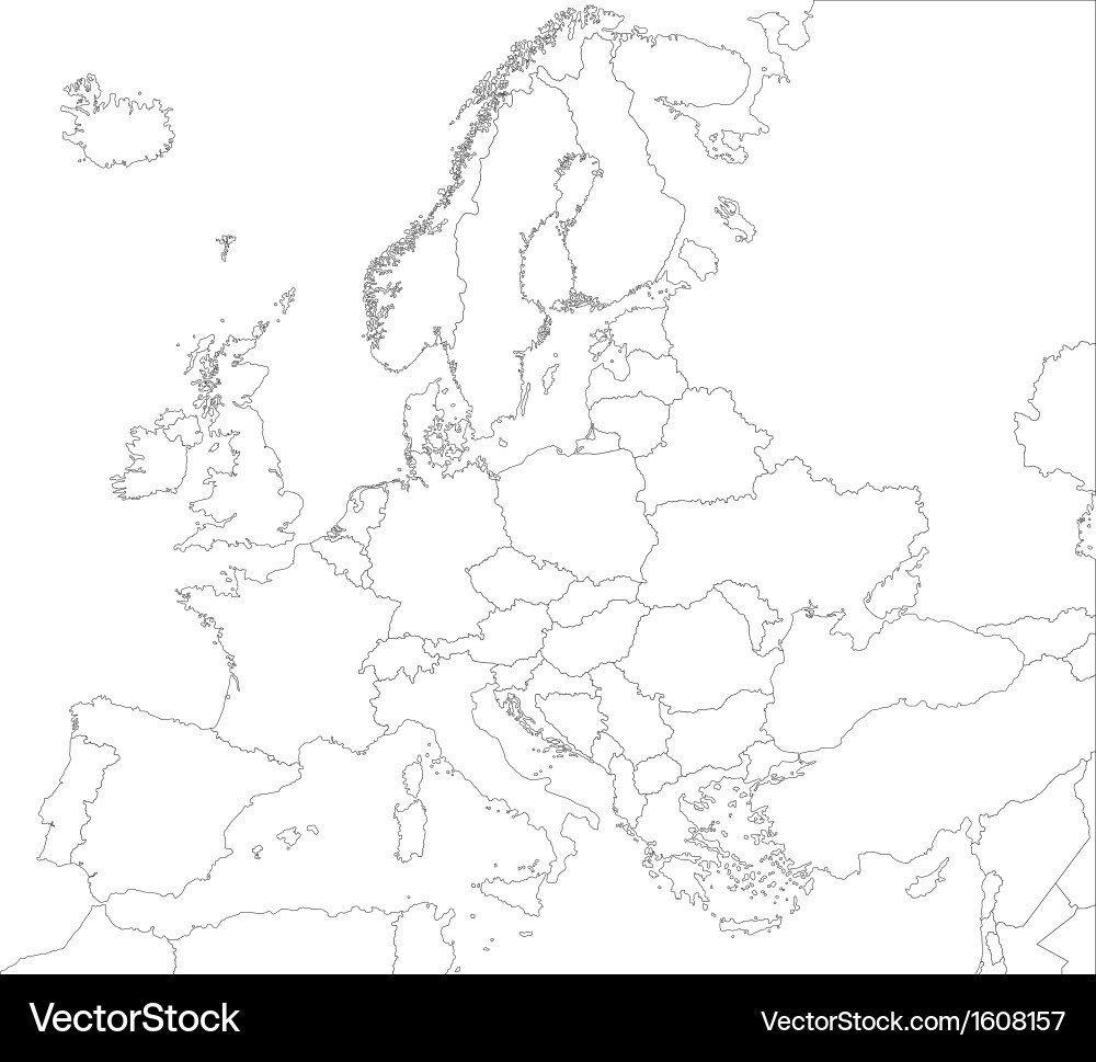 Outline Europe map Royalty Free Vector Image - VectorStock