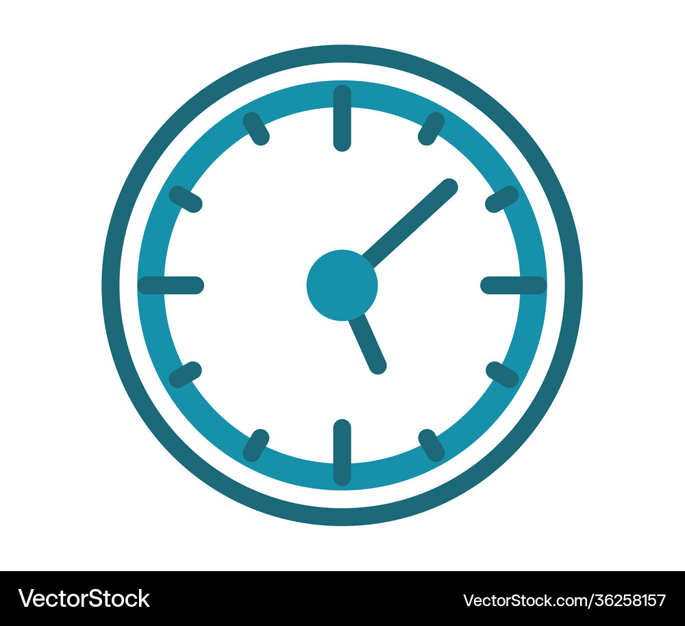 Time clock hour single isolated icon with solid Vector Image