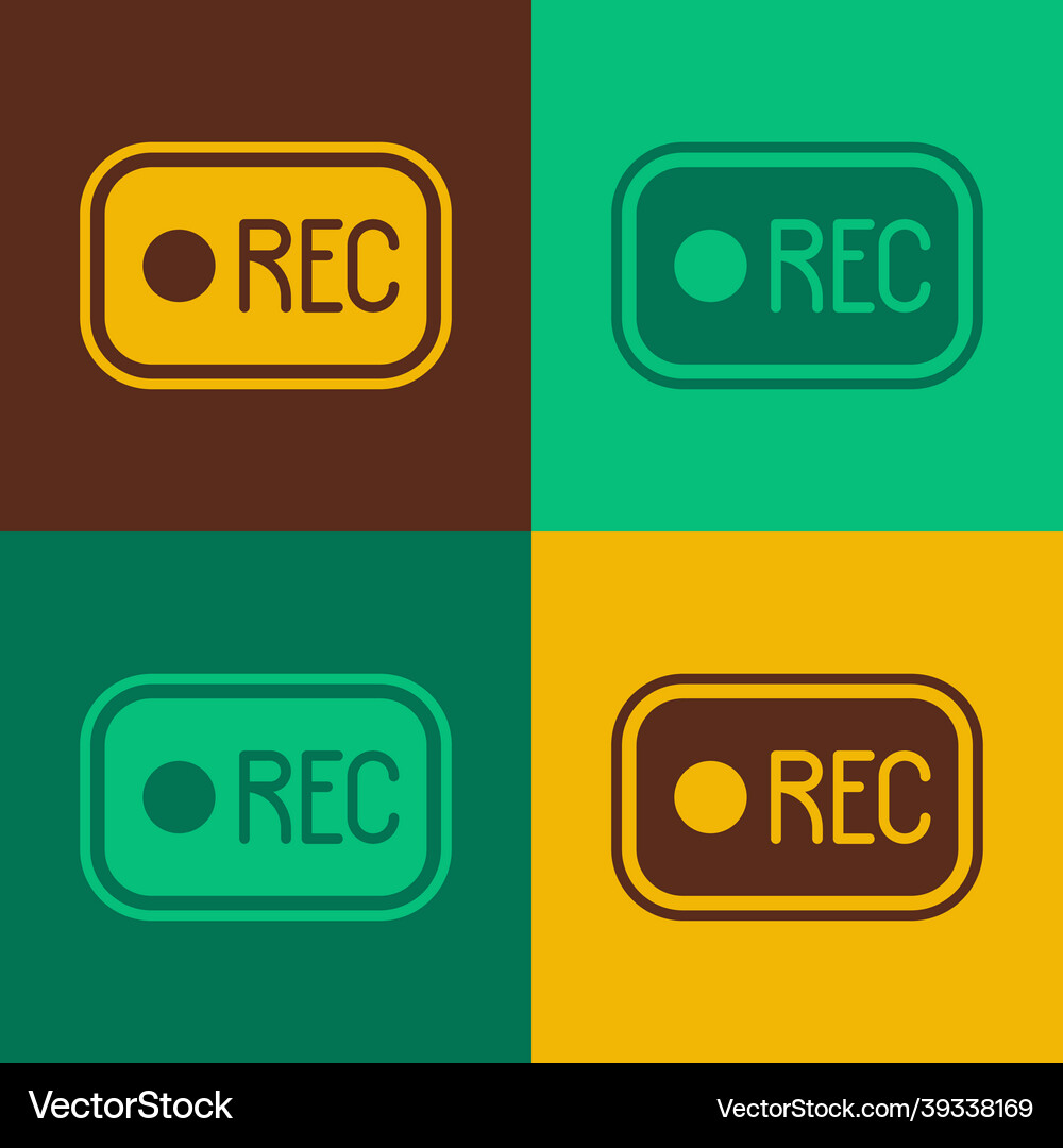 Pop art record button icon isolated on color Vector Image