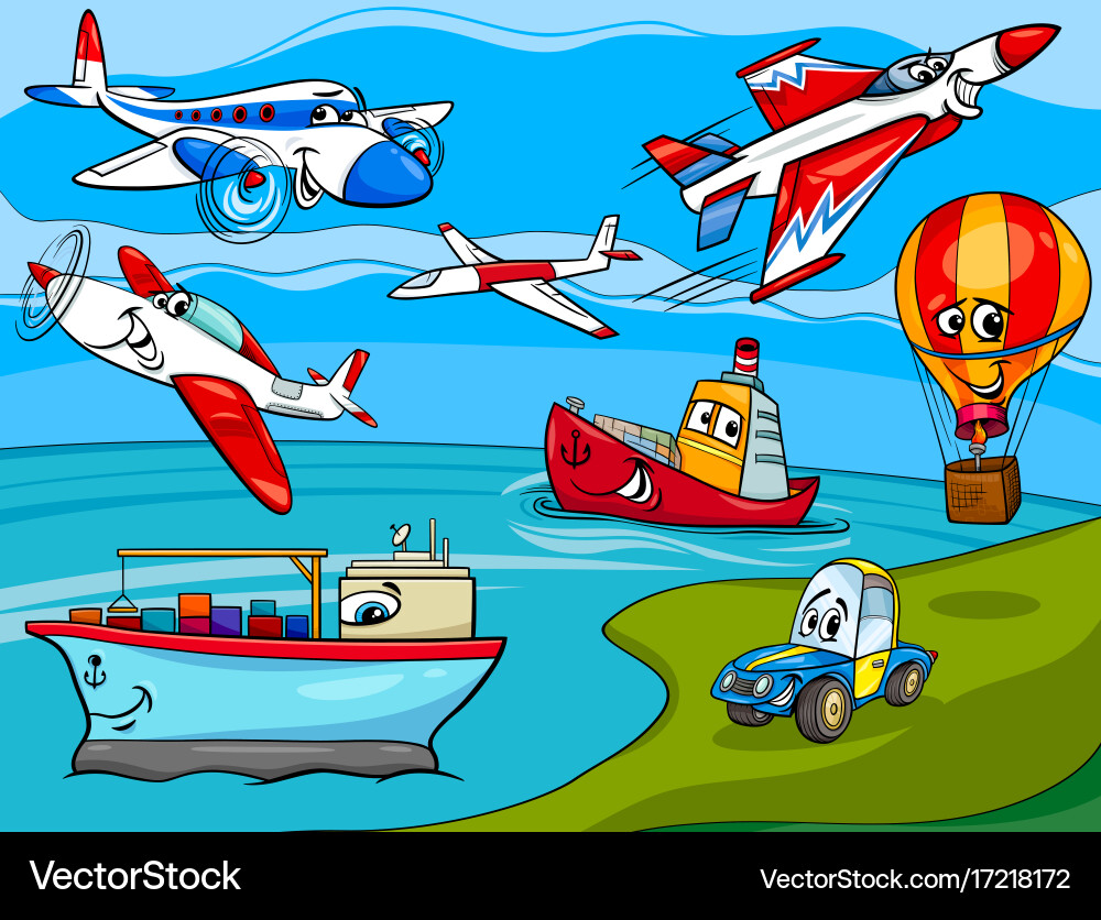 Transportation vehicles cartoon Royalty Free Vector Image