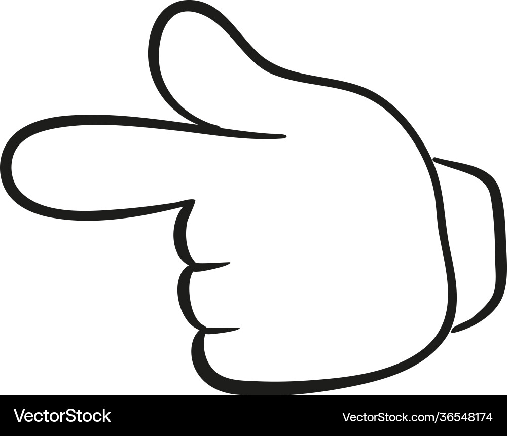 Cartoon hand gesture pointing left finger Vector Image