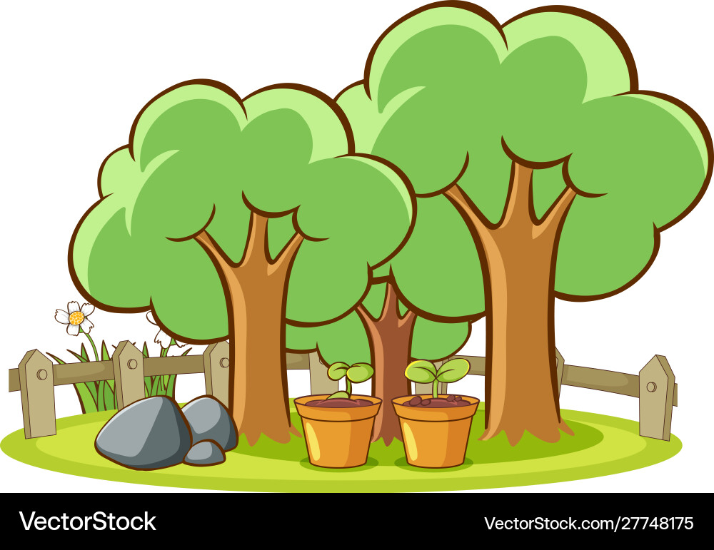 Isolated picture trees in park Royalty Free Vector Image