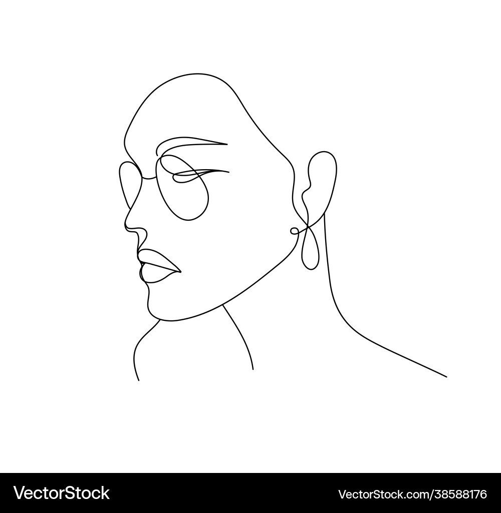 Linear face art woman portrait Royalty Free Vector Image