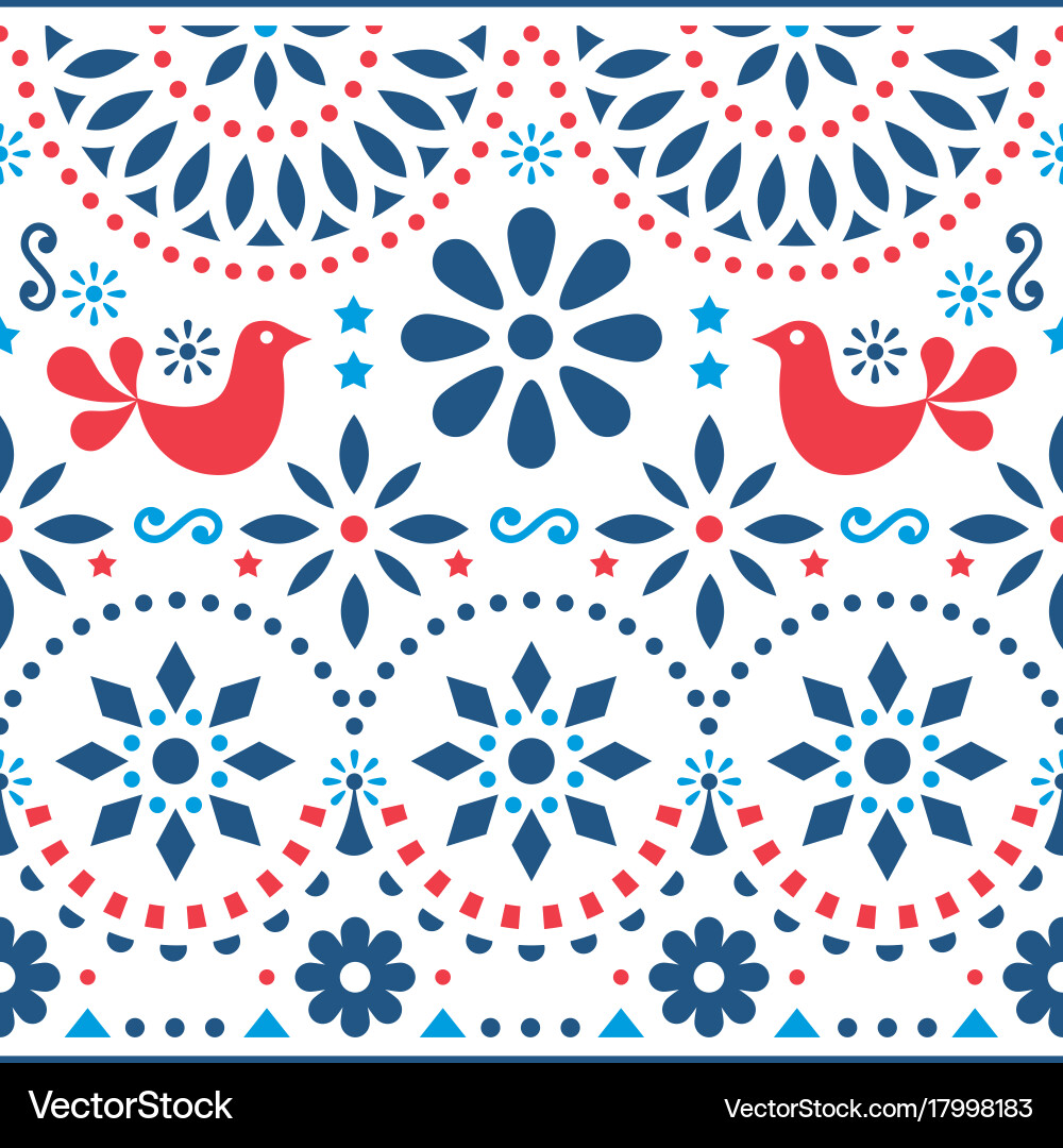 Mexican folk art seamless pattern Royalty Free Vector Image