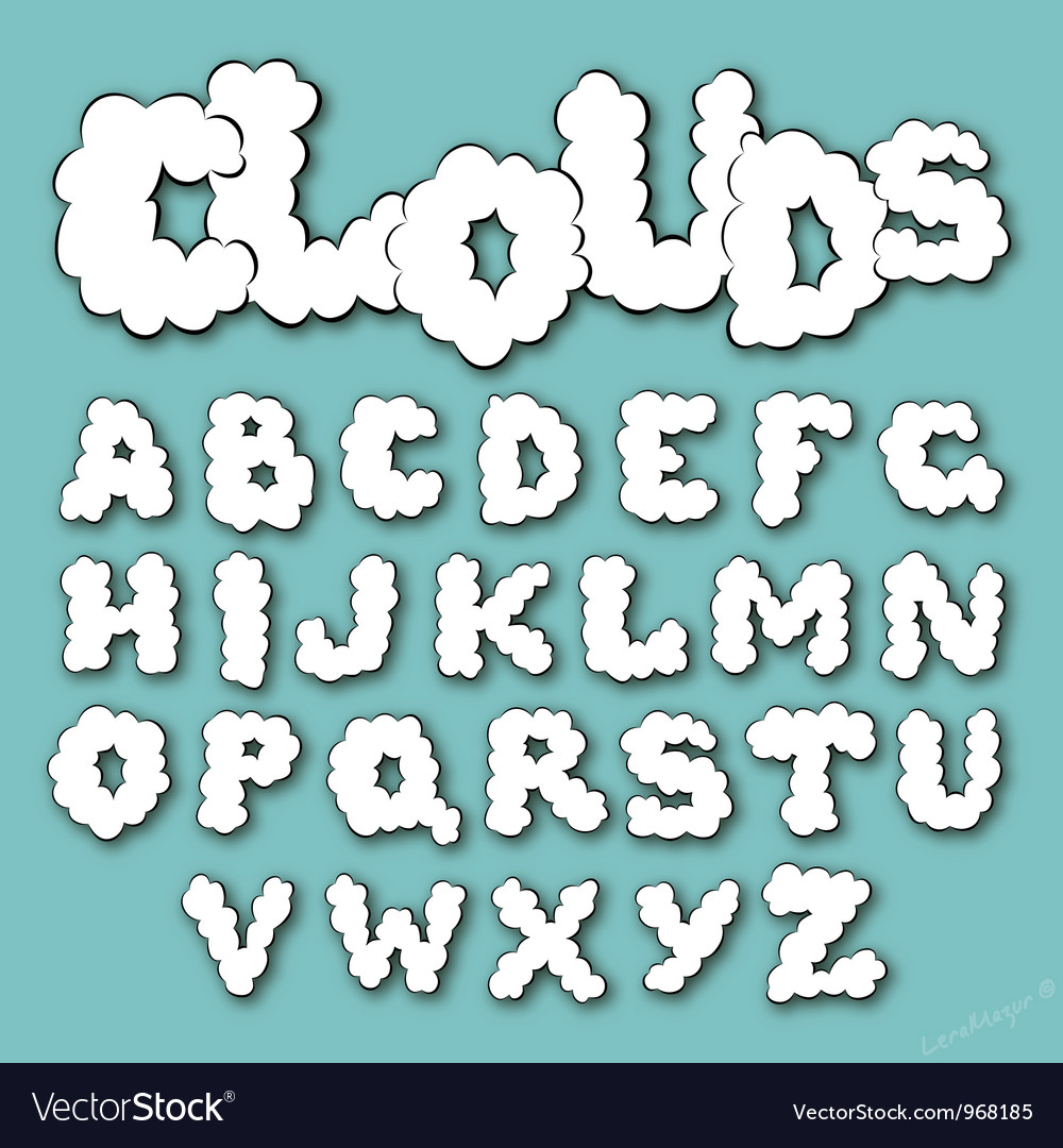 Clouds font Royalty Free Vector Image - VectorStock