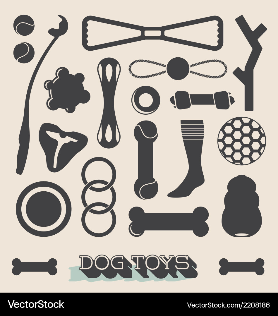 Set of Dog Toy Icons and Objects Royalty Free Vector Image - VectorStock