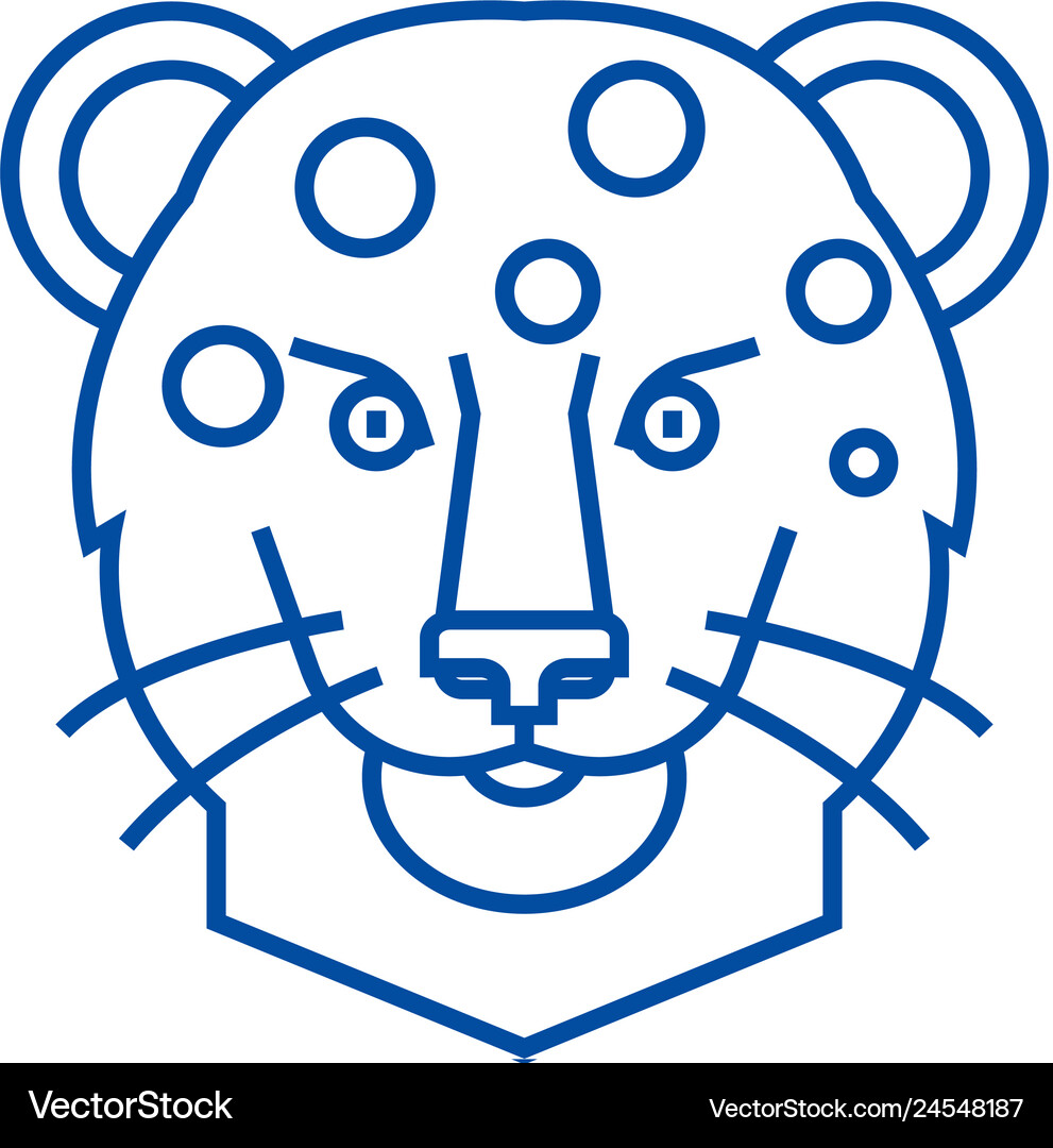 Leopard head line icon concept head flat Vector Image
