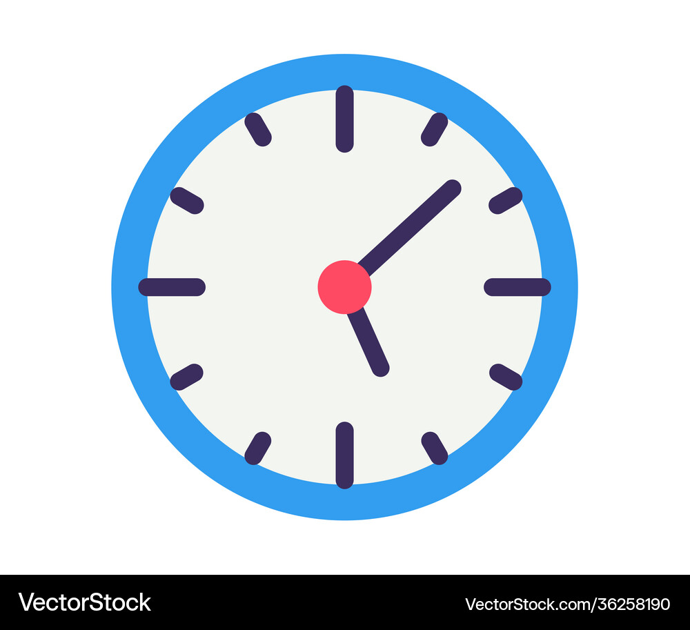 Time clock hour single isolated icon with flat Vector Image