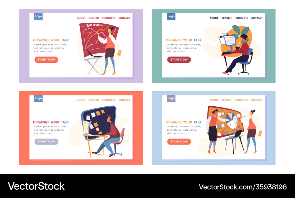 Organize your task landing page template Vector Image
