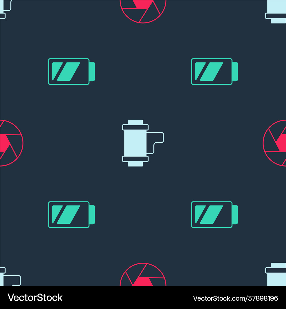 Set camera shutter roll cartridge and battery Vector Image