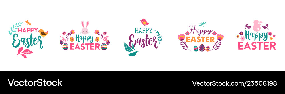 Happy easter symbols logo badges Royalty Free Vector Image
