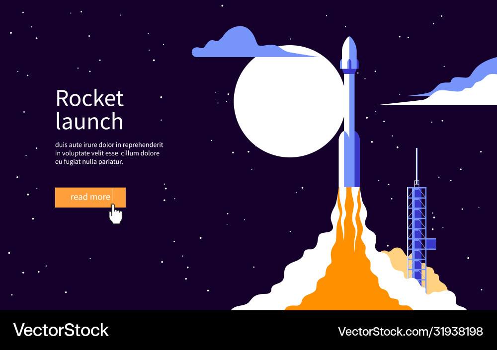 Rocket takes off on starry sky background Vector Image