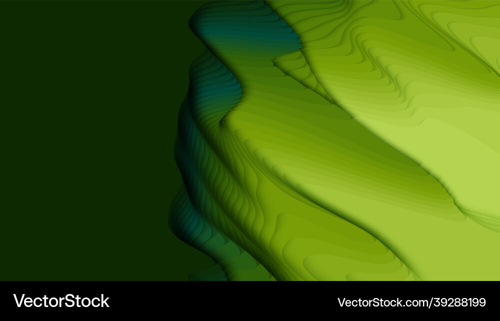 Green paper layers 3d abstract gradient papercut Vector Image
