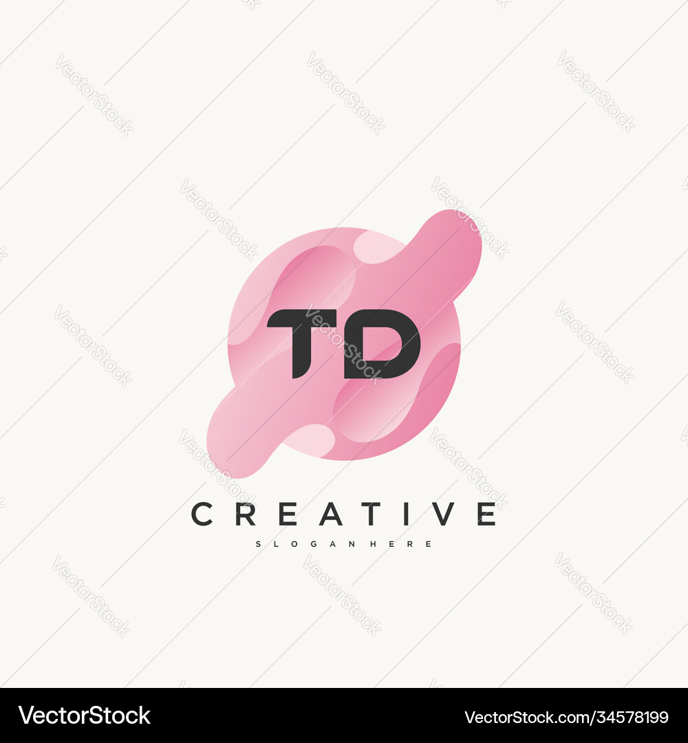 Td initial letter colorful logo icon design Vector Image