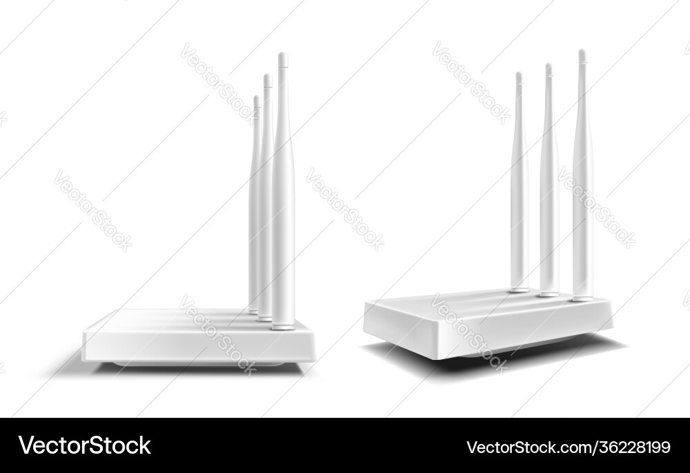 Wifi router white wireless broadband modem Vector Image