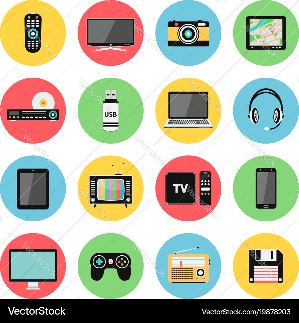 Electronic devices technology gadgets icons Vector Image