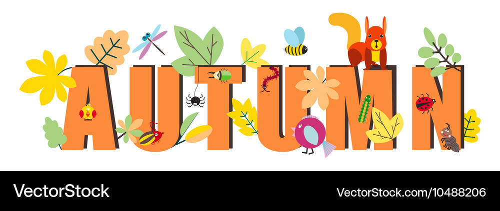 Autumn text design flat Royalty Free Vector Image