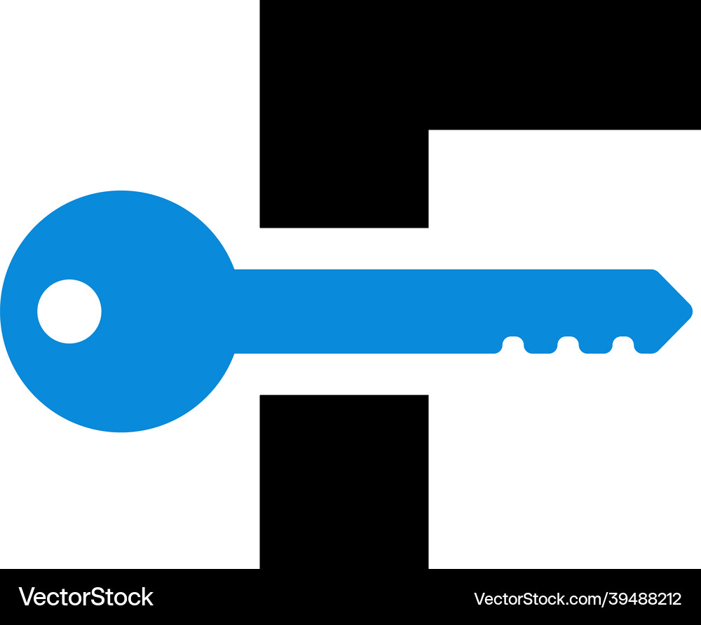 Logo letter safety security blue key f Royalty Free Vector