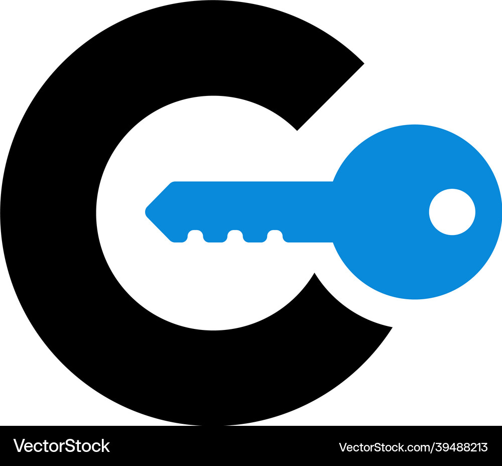 Logo letter safety security blue key g Royalty Free Vector