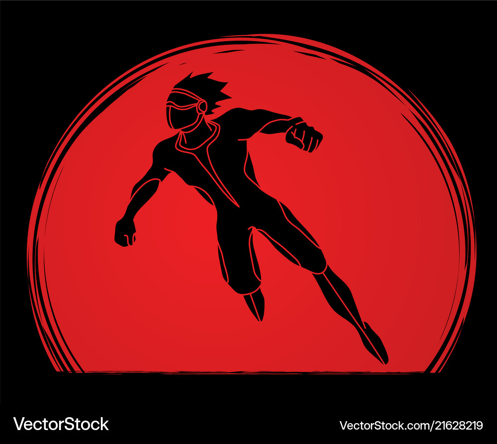Superhero flying action cartoon man Royalty Free Vector