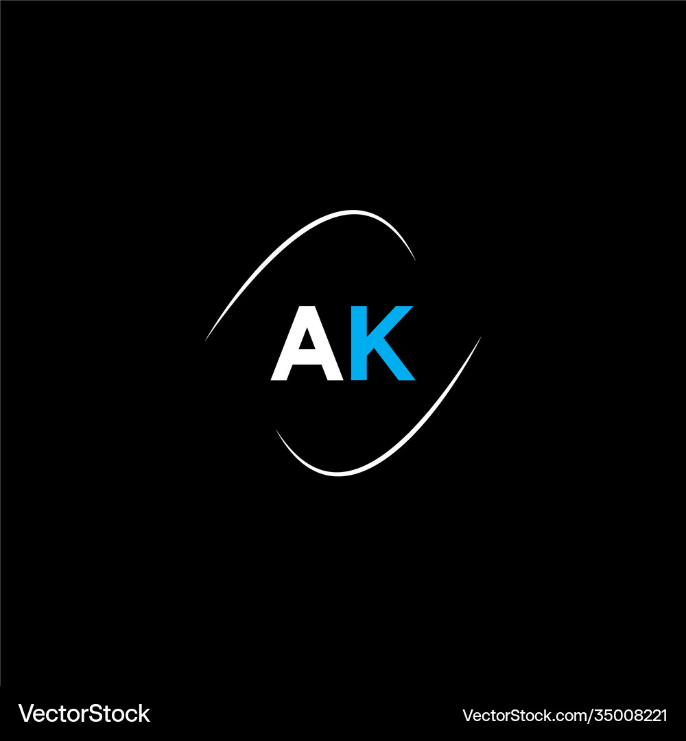 A k letter logo abstract design on black color Vector Image