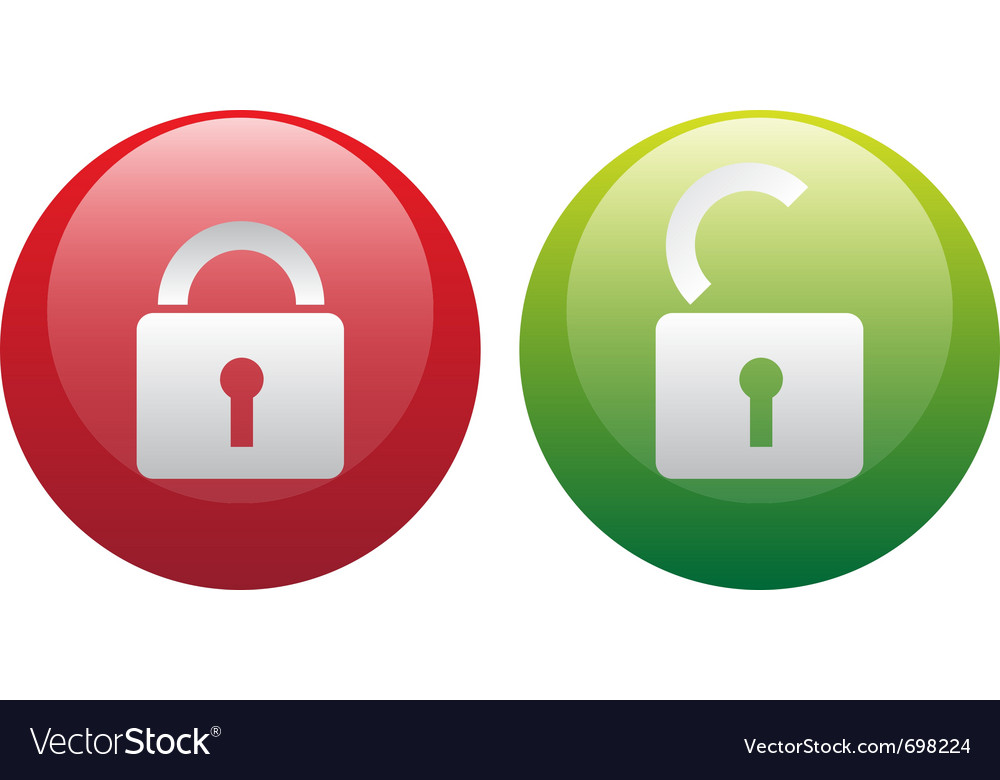 Glassy lock and unlock icon set Royalty Free Vector Image