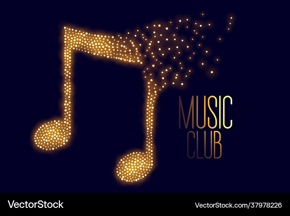 Music note made with golden particle background Vector Image