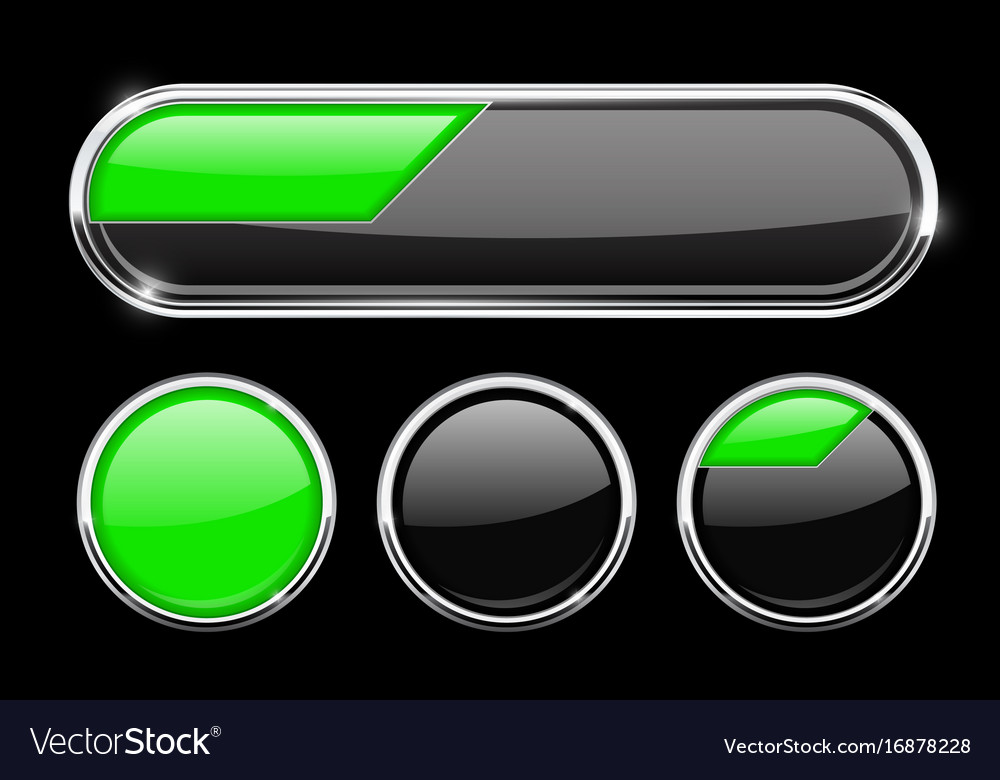 Black and green buttons set Royalty Free Vector Image